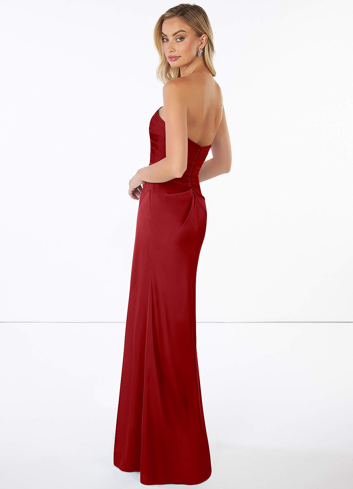 Azazie Lexie Stretch Satin Dress Pomegranate Bridesmaid Dresses | Azazie
