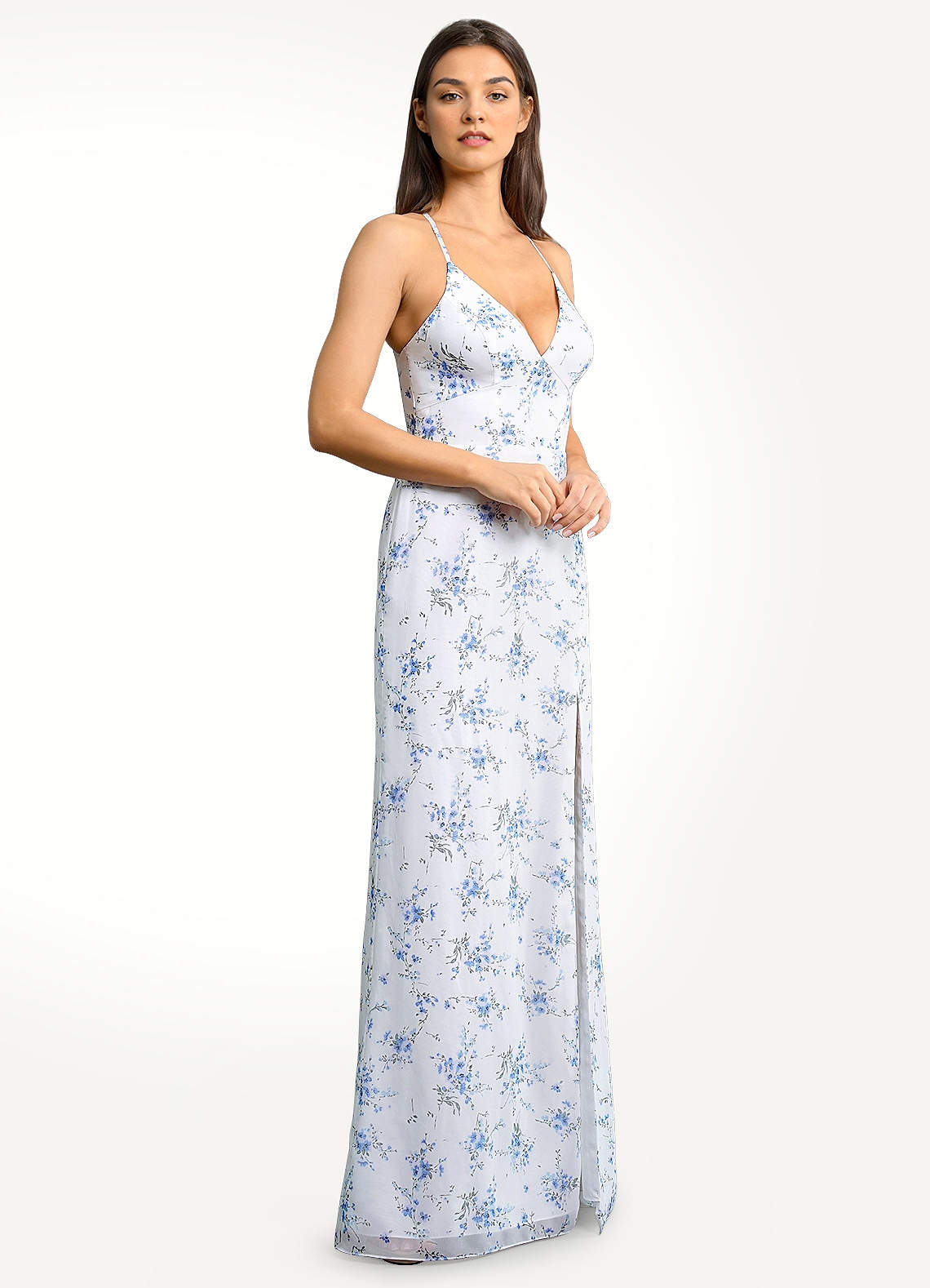 Blue Cottage Floral Azazie Becca Bridesmaid Dresses | Azazie