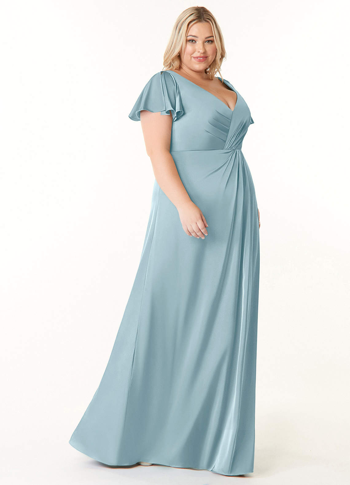 Moody Blue Azazie Soren Stretch Satin Dress Bridesmaid Dresses | Azazie