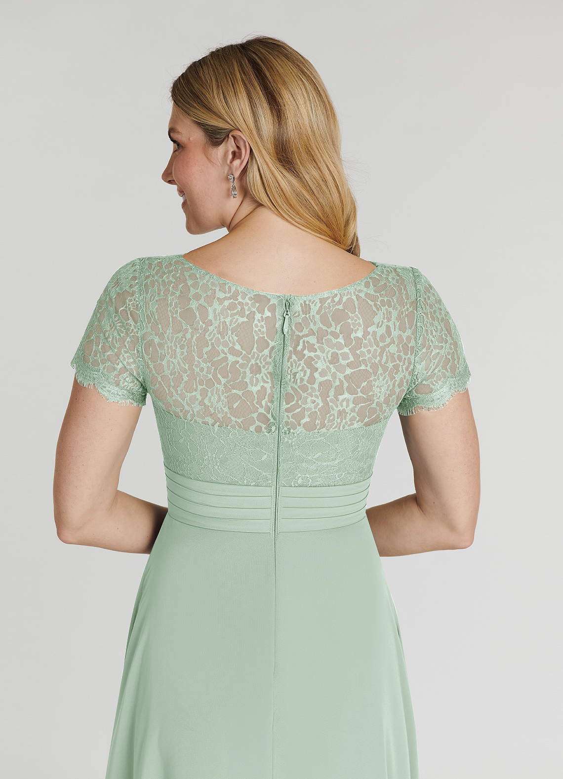 Agave Azazie Polly Agave A-Line Lace Chiffon Dress | Azazie