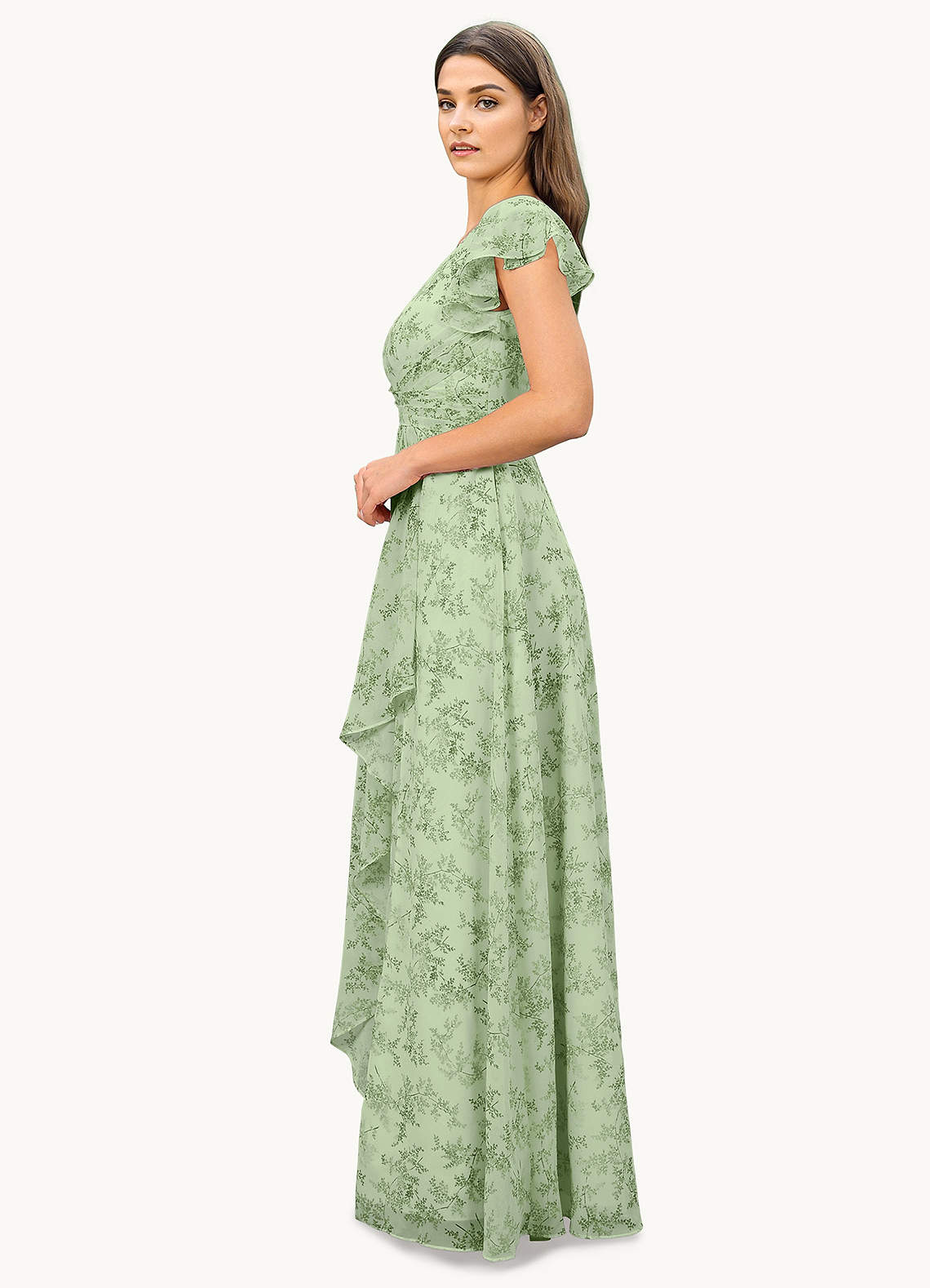 Green Fern Floral Azazie Omari Bridesmaid Dresses | Azazie
