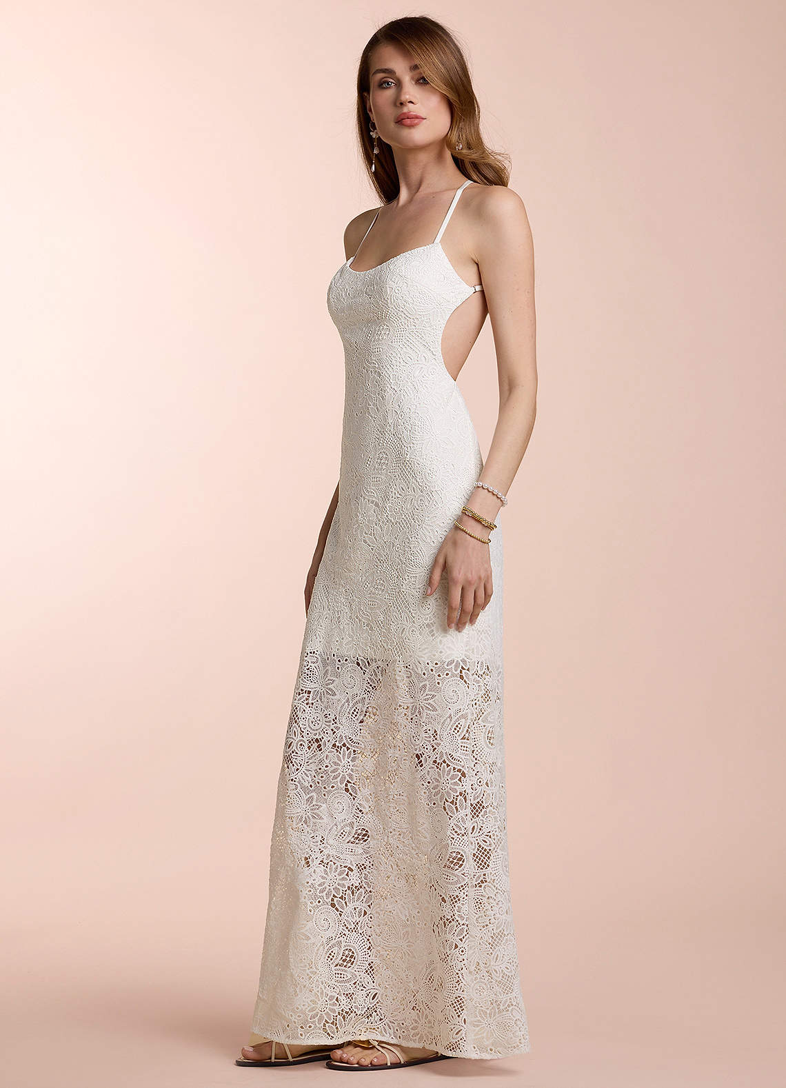 Cara White Open Back Maxi Dress | Azazie