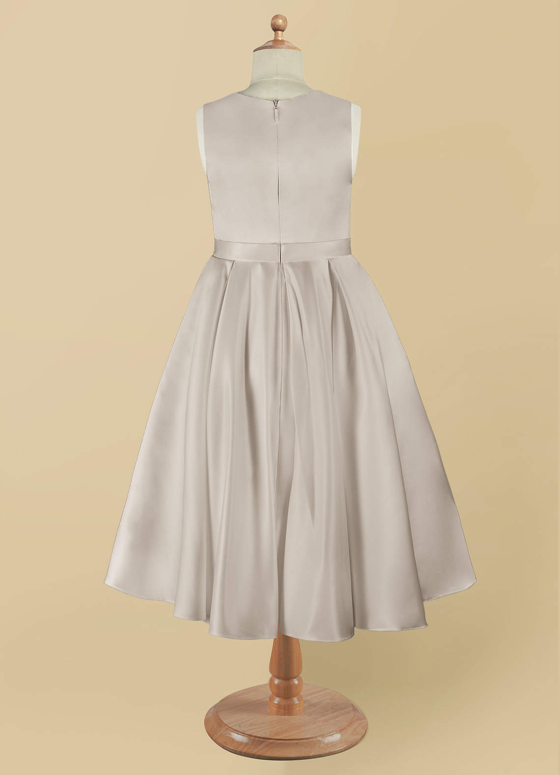 Frost Azazie Coco A-Line Bow Matte Satin Knee-Length Dress | Azazie