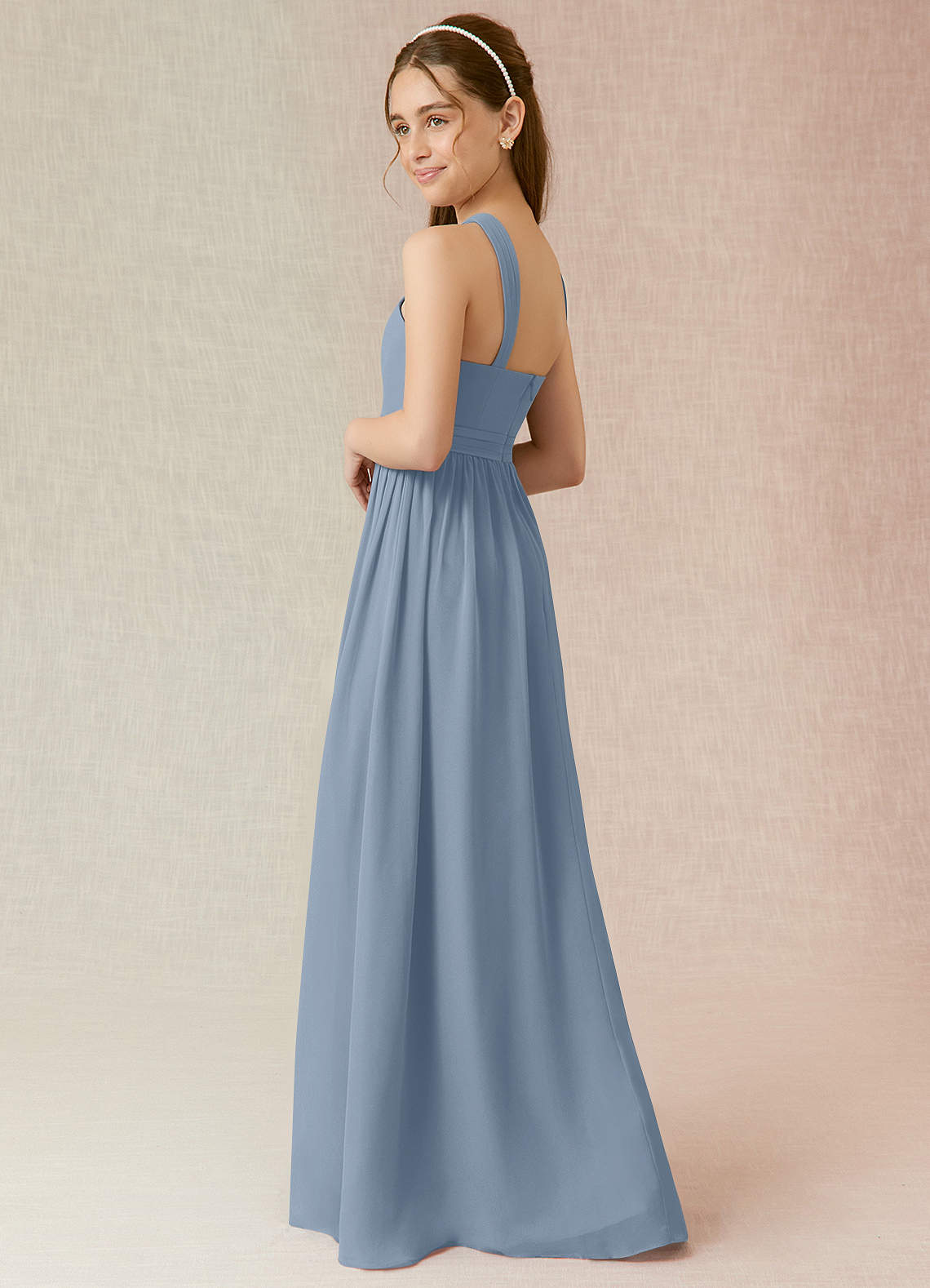 Azazie Jiya Junior Bridesmaid Dress in Dusty Blue | Azazie
