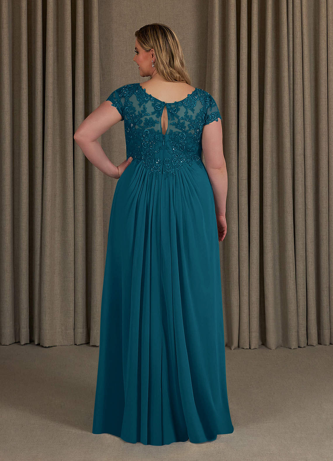 Azazie Jetta Ink Blue A-Line Sequins Chiffon Dress | Azazie