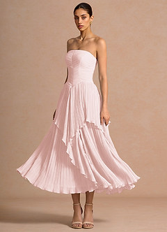 Kerensa Blushing Pink Midi Dress | Azazie