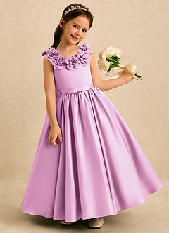 Azazie Eden Candy Pink Ball-Gown Pleated Matte Satin Dress | Azazie