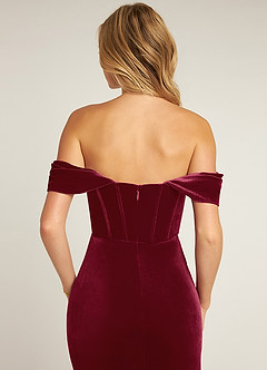 Burgundy Azazie Jas Velvet Dress Bridesmaid Dresses | Azazie