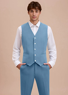 Ethan Steel Blue Refined Weave Performance Suit Vest | Slim Regular ...