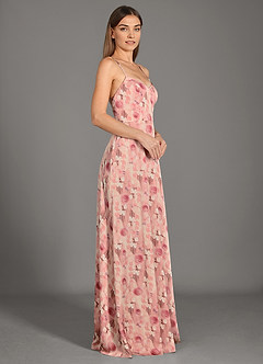 Azazie Mei Stretch Satin Dress Demure Roses Bridesmaid Dresses | Azazie UK