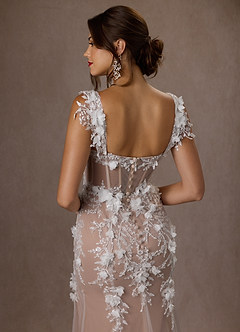 Azazie Alethea Diamond White Sand Mermaid Strapless Lace Dress | Azazie UK