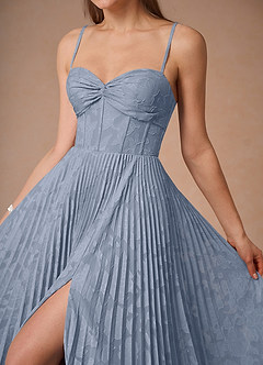 Akiko Powder Blue Pleated Maxi Dress | Azazie