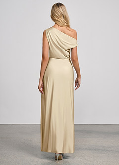 Elowen Champagne Stretch Knit Maxi Dress | Azazie