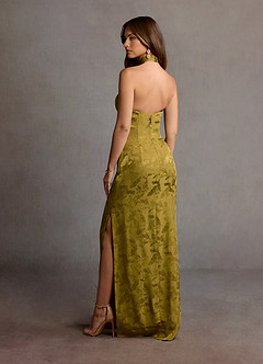 Hayden Mustard Halter Neck Maxi Dress | Azazie