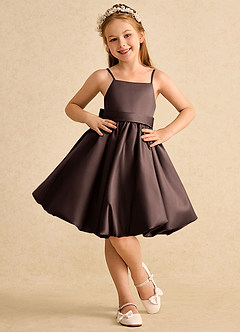 Azazie Davine Ganache A-Line Spaghetti Strap Matte Satin Dress | Azazie