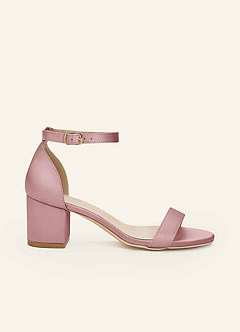 Dusty Rose Matching Color Matte Satin Block Heel Sandals & Envelope ...