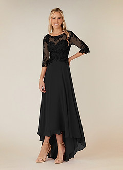 Azazie Monza Black A-Line Lace Chiffon Dress | Azazie Azazie Monza Black A-Line Lace Chiffon Dress | Azazie