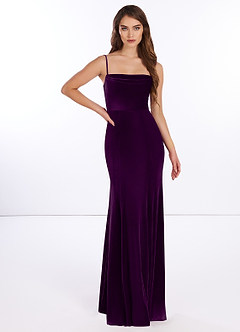 Grape Azazie Solange Velvet Dress Bridesmaid Dresses | Azazie