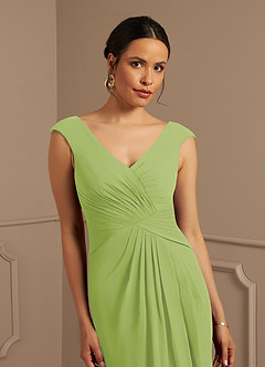 Poire Azazie Sally Robe A-ligne Col V plissé Longueur ras du sol ...