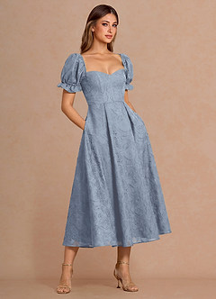 Lanthe Powder Blue Midi Dress | Azazie UK