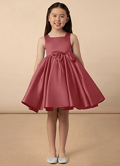Azazie Bo Peep Antique Rose A-Line Bow Matte Satin Dress | Azazie CA