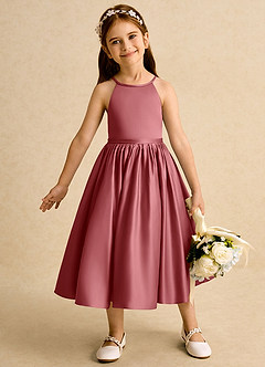 Azazie Indi Antique Rose A-Line Bow Matte Satin Dress | Azazie CA