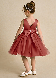 Azazie Tadpole Terracotta A-Line Pleated Matte Satin Dress | Azazie UK