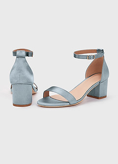 Dusty Blue Matching Color Metallic Satin One Strap Buckle Block Low ...
