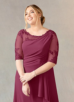 Mûre Azazie Dionysus Robe A-ligne Col bateau en dentelle Longueur ras ...