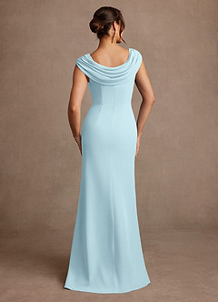 Azazie Irvine Cloud Blue A-Line Pleated Chiffon Dress | Azazie