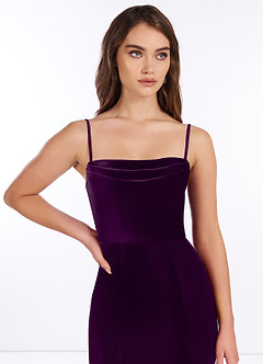Grape Azazie Solange Velvet Dress Bridesmaid Dresses | Azazie
