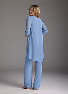Azazie Maura Steel Blue Jumpsuit/Pantsuit Sequins Chiffon Dress | Azazie