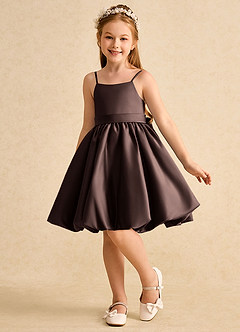 Azazie Davine Ganache A-Line Spaghetti Strap Matte Satin Dress | Azazie