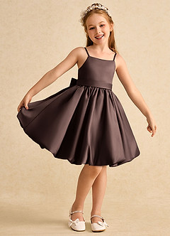 Azazie Davine Ganache A-Line Spaghetti Strap Matte Satin Dress | Azazie