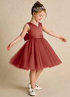 Azazie Tadpole Terracotta A-Line Pleated Matte Satin Dress | Azazie UK