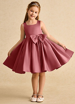 Azazie Jessie Antique Rose A-Line Bow Matte Satin Dress | Azazie