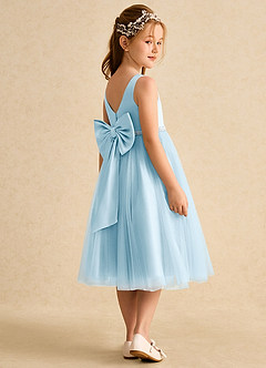 Azazie Firefly Sky Blue A-Line Bow Matte Satin Dress | Azazie