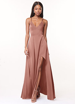 Azazie Maksim Stretch Satin Dress Dusty Rose Bridesmaid Dresses | Azazie