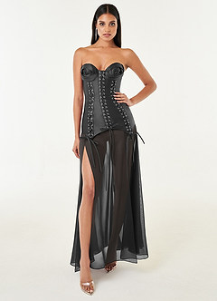 Nadia Black Corset Two-Piece Dress | Azazie