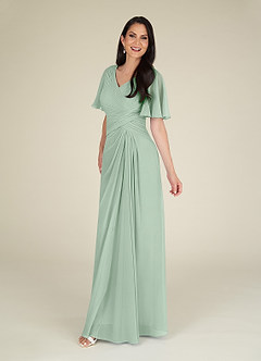 Agave Azazie Morning Glory Robe A-ligne Col V froncé Longueur ras du ...