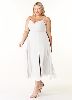 Clarissa Blanco Vestido midi de corte A | Azazie