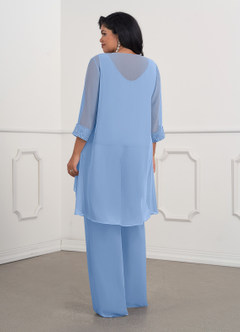 Azazie Maura Steel Blue Jumpsuit/Pantsuit Sequins Chiffon Dress | Azazie