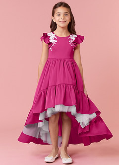 Barbie ♥ Azazie Robe trapèze haute et basse en dentelle et satin ...