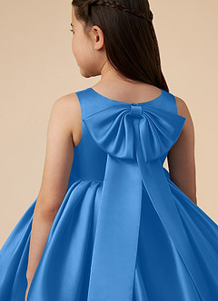 Azazie Bo Peep Blue Jay A-Line Bow Matte Satin Dress | Azazie