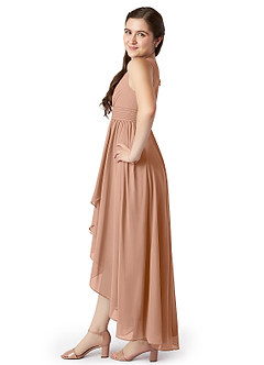 Champagne Rose Azazie Mathilda Junior Junior Bridesmaid Dresses | Azazie