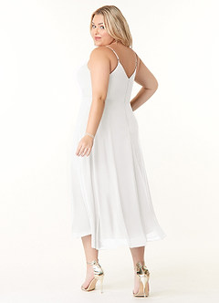 Clarissa Blanco Vestido midi de corte A | Azazie