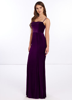 Grape Azazie Solange Velvet Dress Bridesmaid Dresses | Azazie