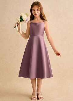 Azazie Jaella Girls Formal Vintage Mauve A-Line Pleated Matte Satin ...