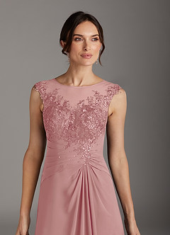 Azazie Endora Dusty Rose A-Line Scoop Lace Chiffon Dress | Azazie