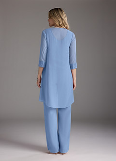 Azazie Maura Steel Blue Jumpsuit/Pantsuit Sequins Chiffon Dress | Azazie